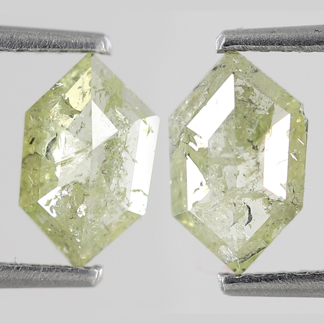 8 MM Elongated Hexagon Shape Natural Translucent Diamonds 1.20 CT Pair ...