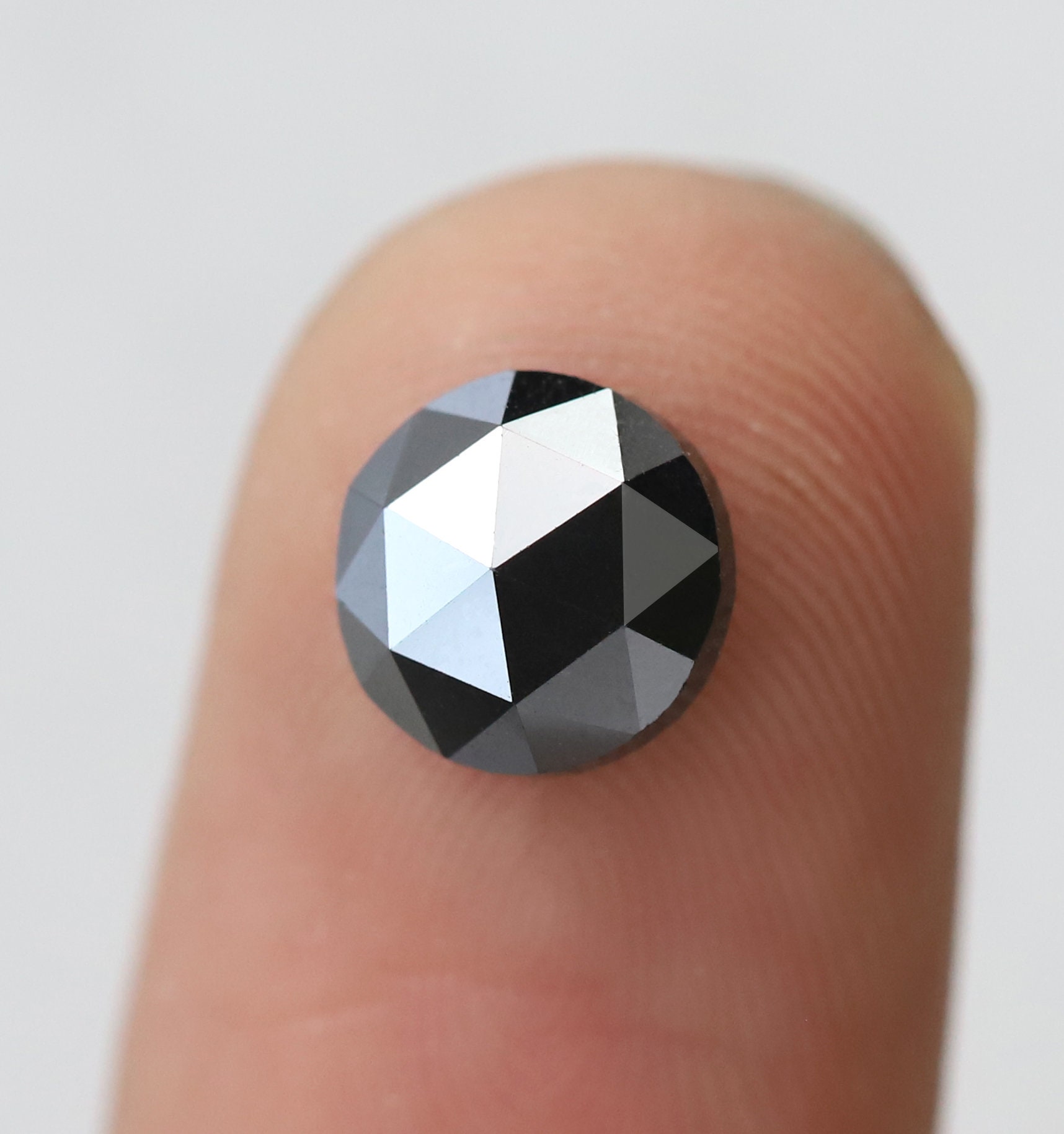 1.74 CT Round rose Black Diamond 7 MM Black Diamond rose cut Diamond ...