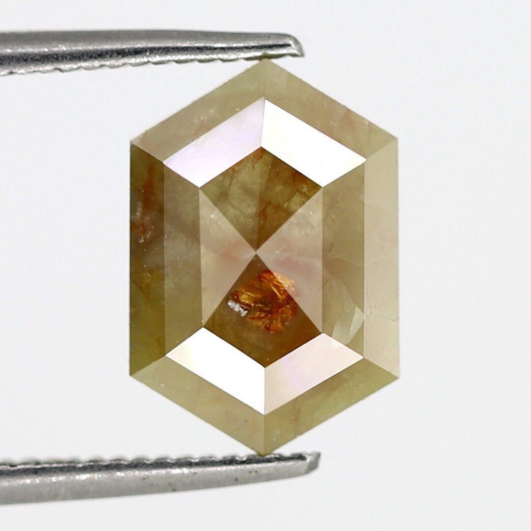 2 CT 11 MM Long Hexagon Shape Natural Reddish Yellow Color Loose Rustic ...