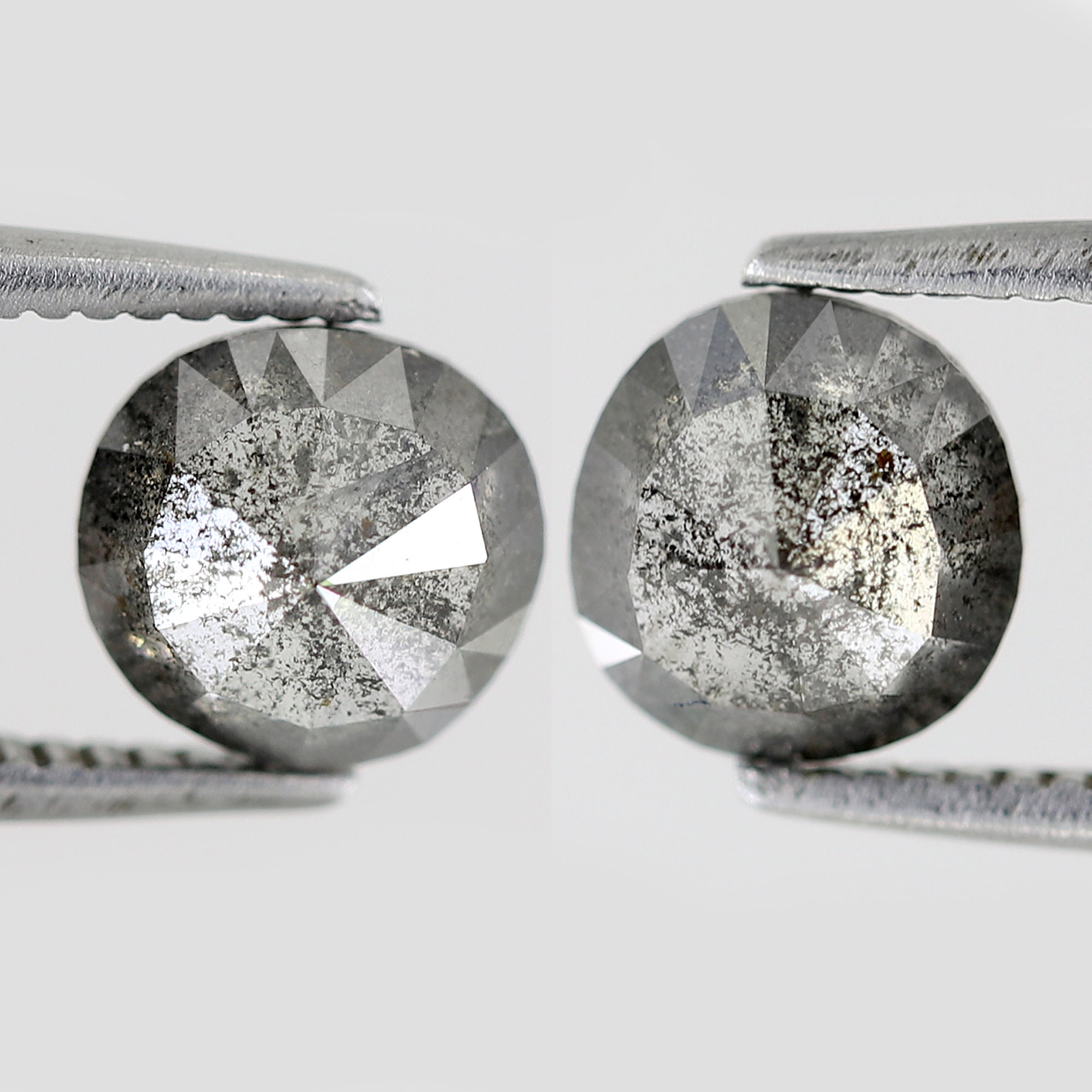 1.61 CT Pair of Diamond Natural Grey Black Color Diamond Oval - Etsy