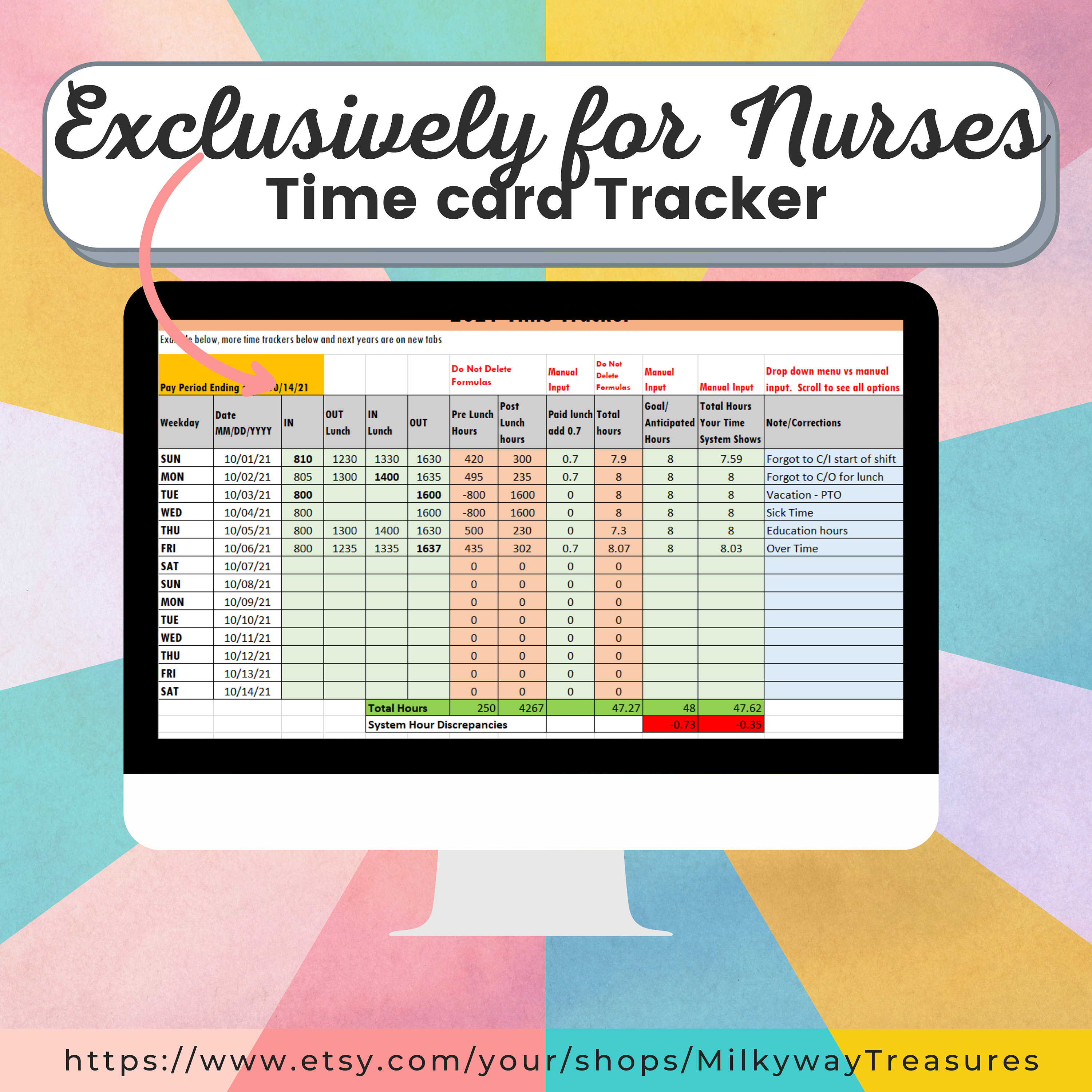 Automated Time Tracker for Nurses Time Card Tracker, Time Sheet Tracker ...
