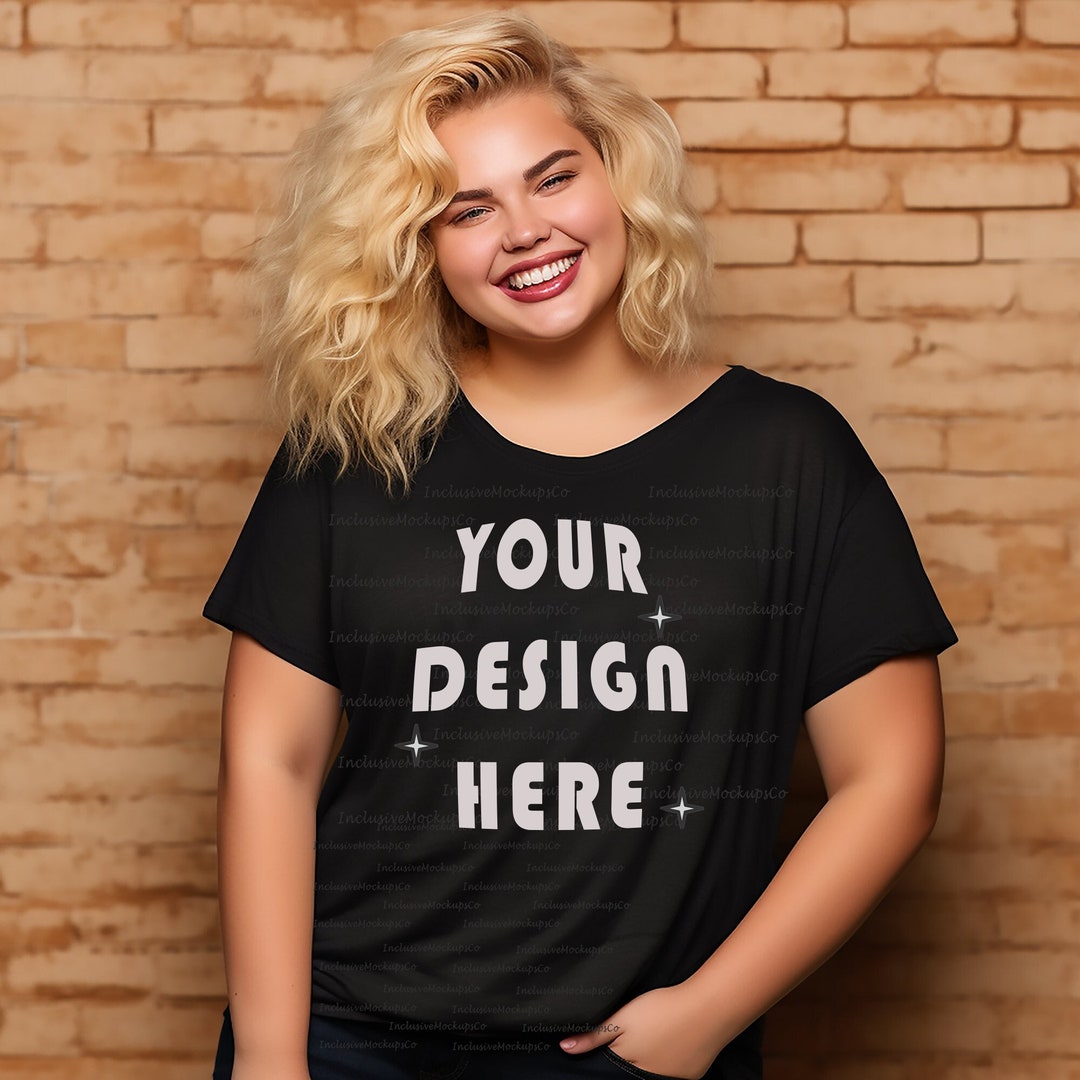 Plus Size Mockups | Black T-shirt Mockup | Diverse Mockup | Inclusive ...