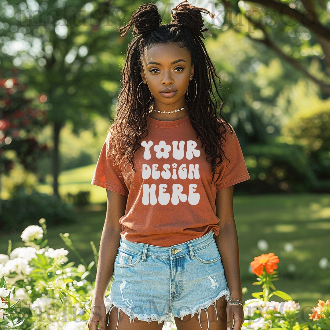 Black Model Mockup Model Yam Comfort Colors Mockup Comfort Colors 1717 ...