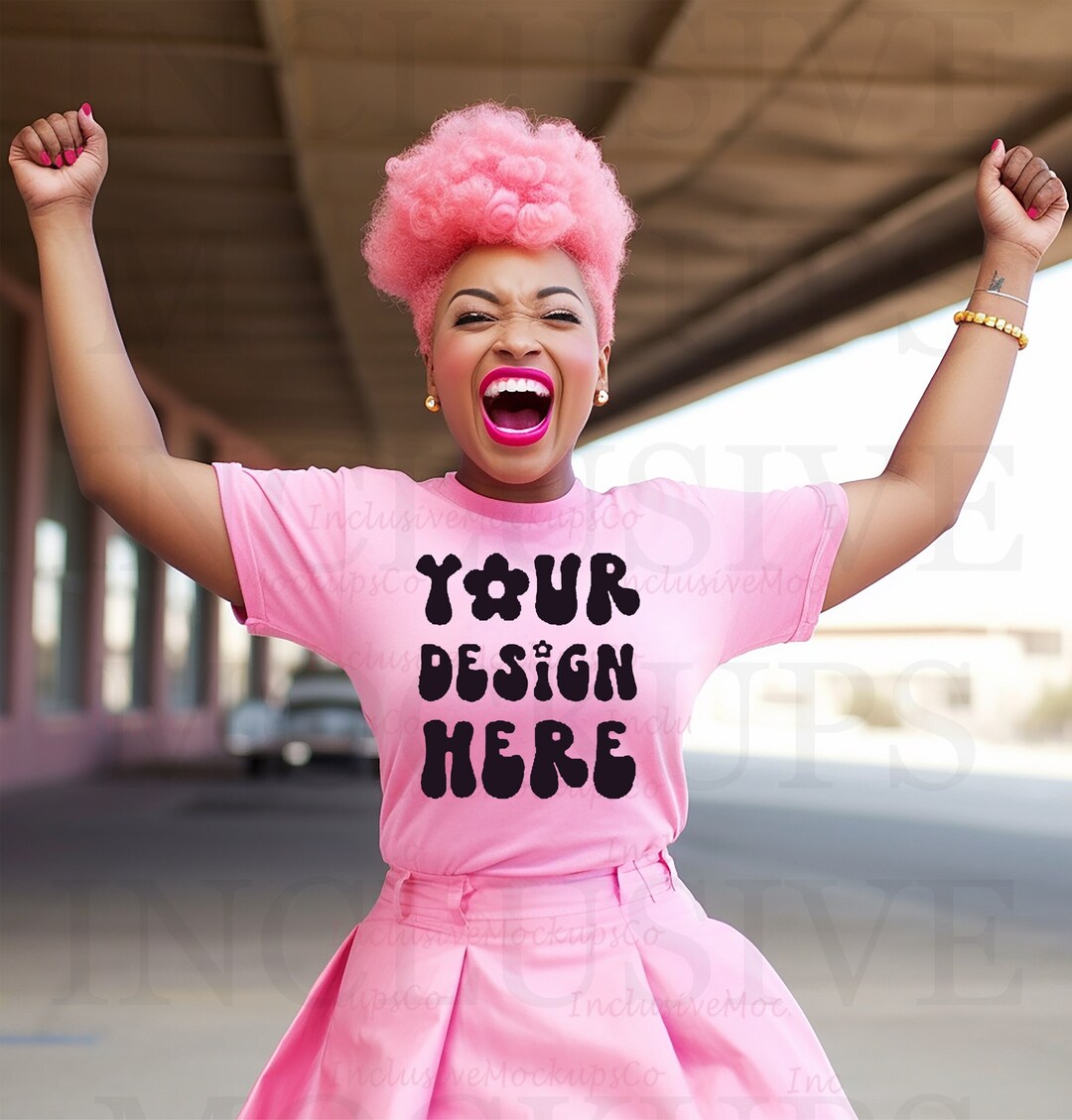 Black Model Mockup | Charity Pink Bella Canvas 3001 Mockup | Vintage ...