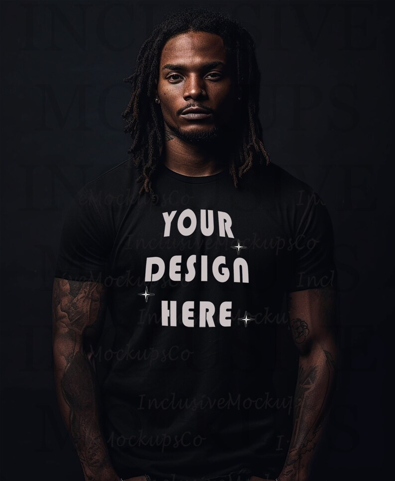 Black Model Mockup Black Bella Canvas 3001 Mockup T-shirt - Etsy