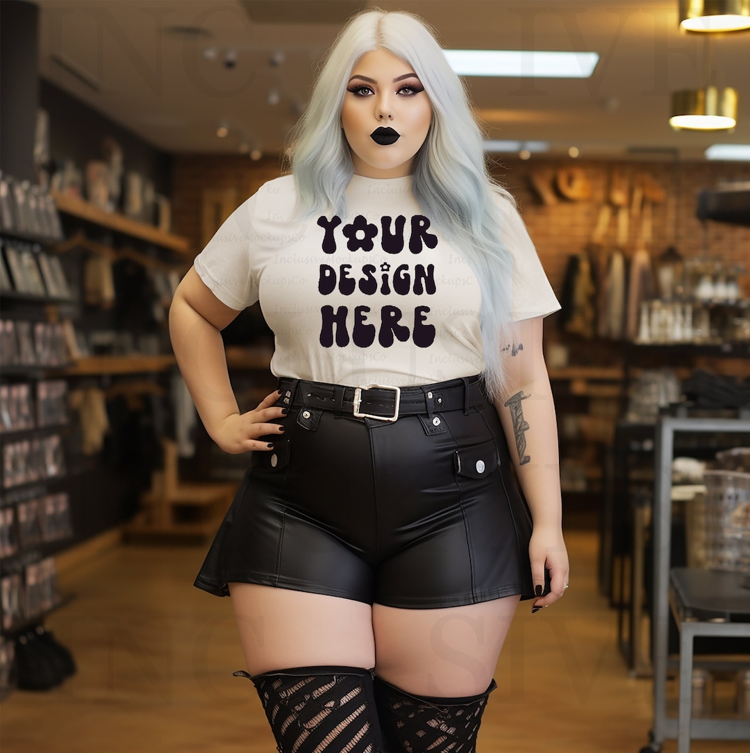 Plus Size Goth Clothing Mockup, Natural Bella Canvas 3001 Mockup Gothic ...