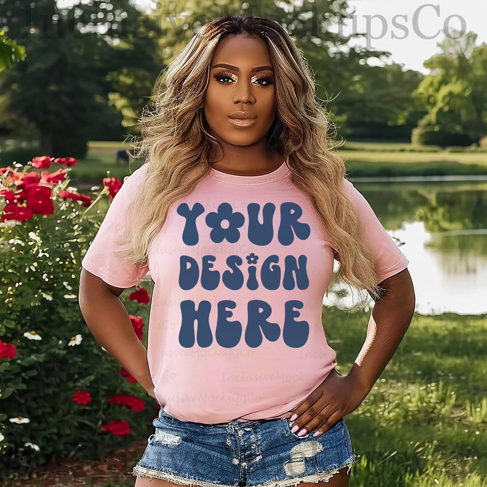 Blossom Comfort Colors Mockup Black Girl Mockup Pink Comfort Colors ...
