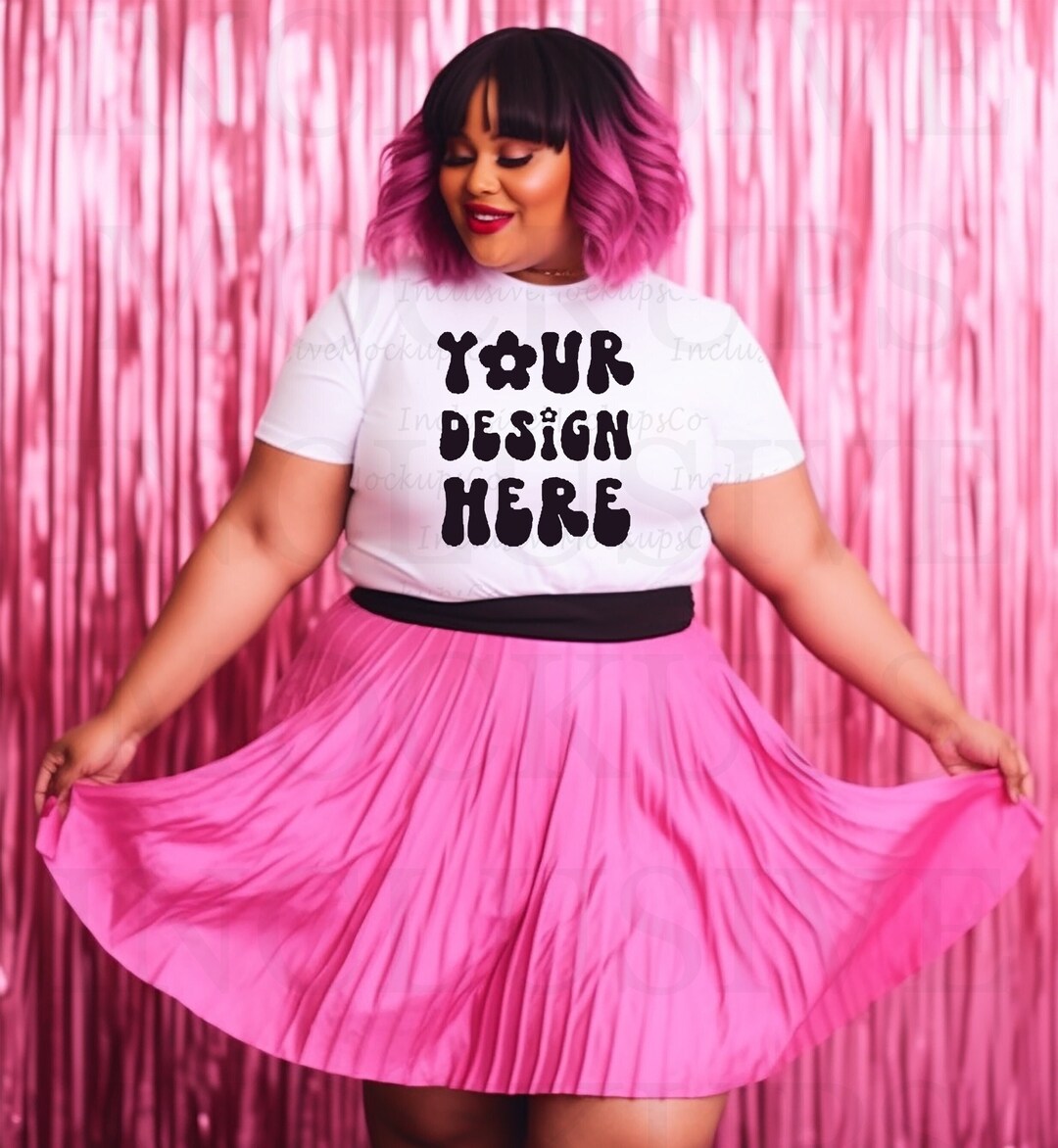 Plus Size Black Model Mockup | White Bella Canvas 3001 Mockup | Plus ...