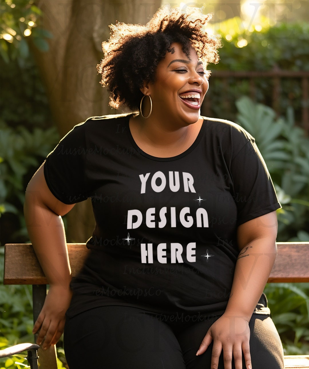 Black Model Mockup T-shirt | Black Bella Canvas 3001 Mockup | Plus Size ...