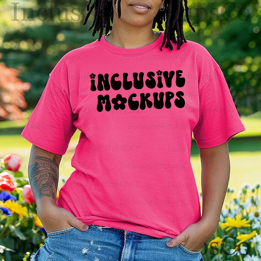 Heliconia Comfort Colors Mockup Heliconia Mockup Black Model Mockup ...