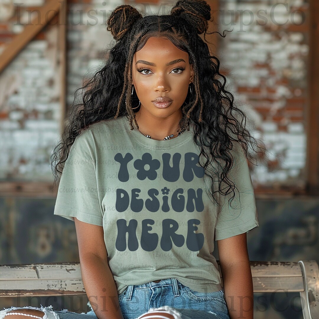 Black Model Mockup Bay Comfort Colors Mockup C1717 Bay Mockup Comfort ...