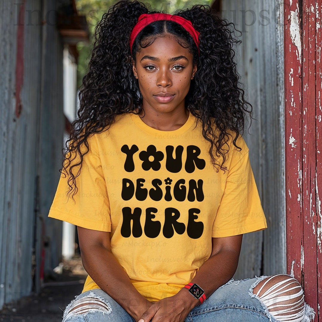 Citrus Comfort Colors Mockup Black Model Mockup Citrus Comfort Colors ...