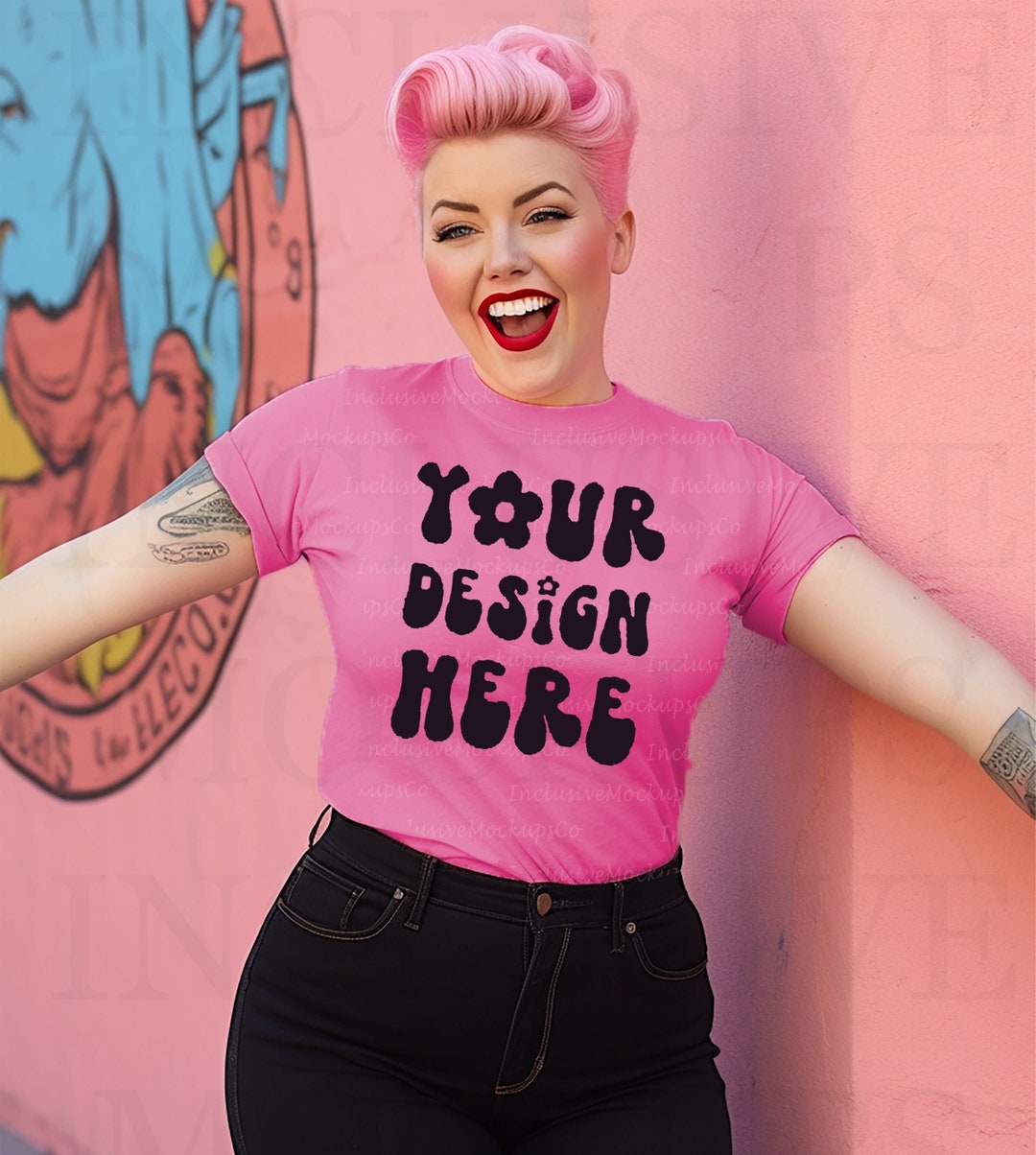 Plus Size Mockups Charity Pink Bella Canvas 3001 Mockup Aesthetic ...