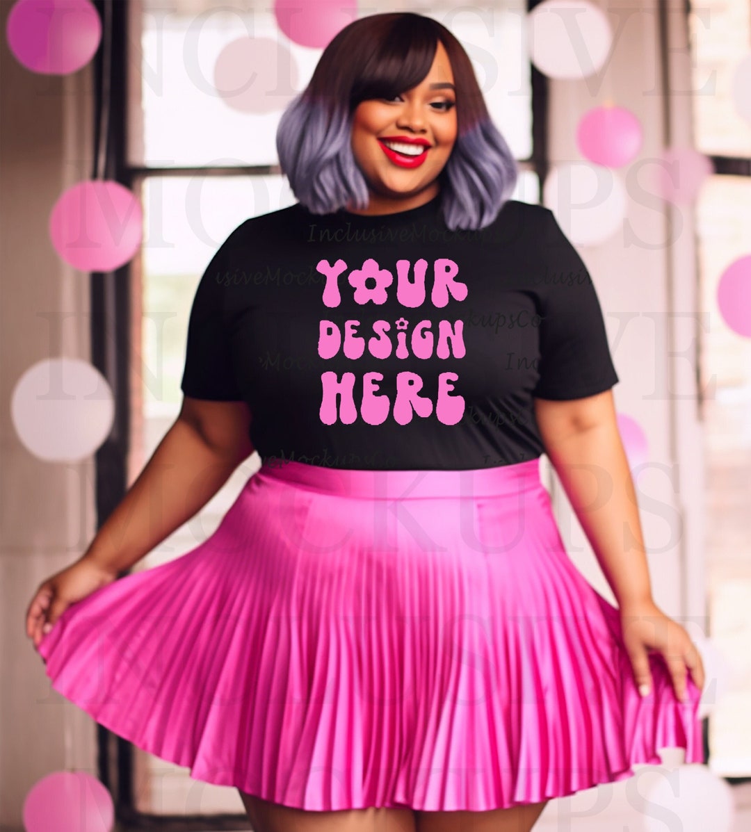 Plus Size Black Model Mockup | Black Bella Canvas 3001 Mockup | Plus ...