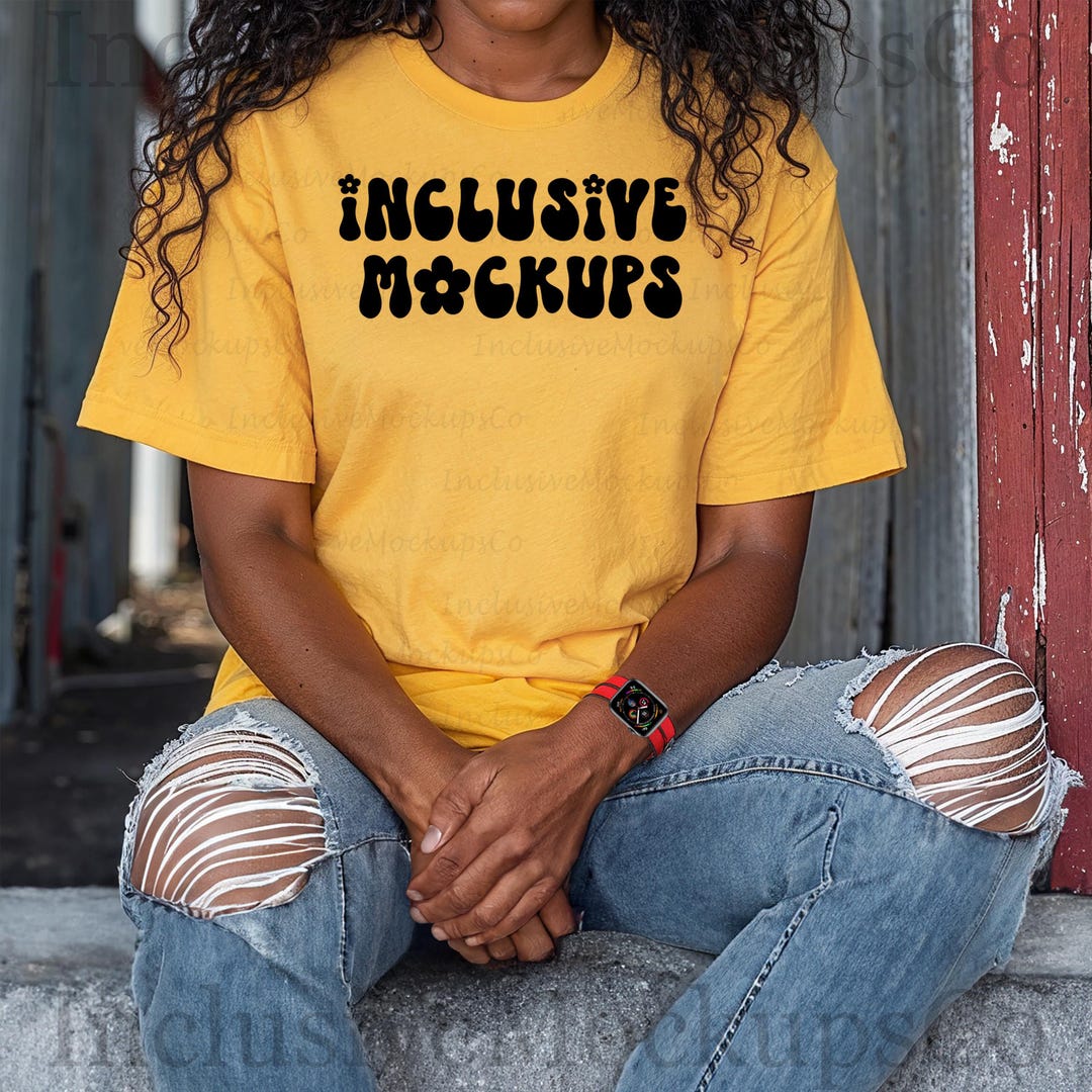 Comfort Colors Citrus Mockup Black Model Mockup Woman Citrus Comfort ...