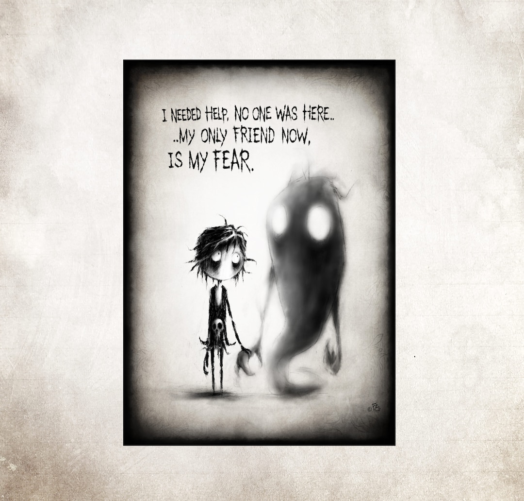 FREDWARDFALL - "friends in Fear" Illustration. A4. Sad and Creepy Dark ...