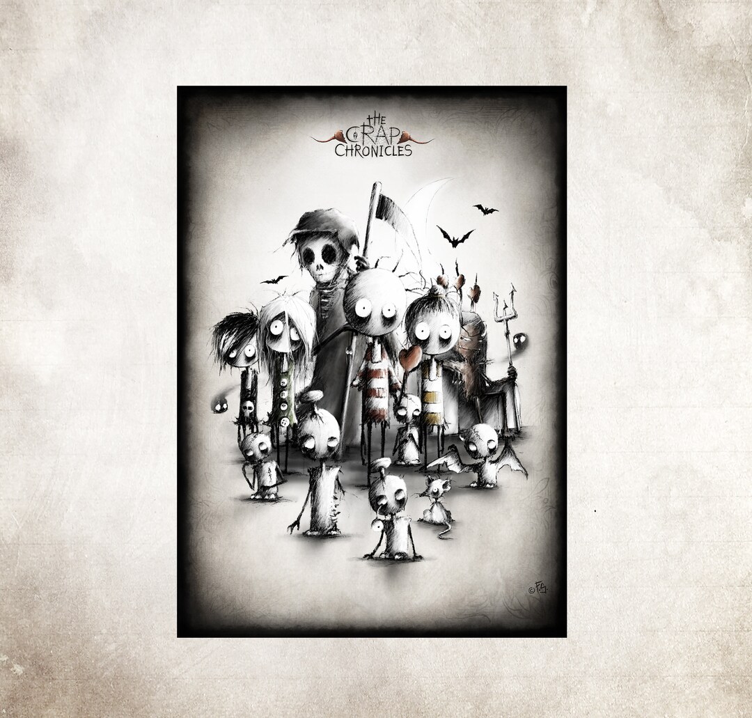 Zeichnung - "The creepy crew" Spooky Gruppenbild mit allen Charakteren ...