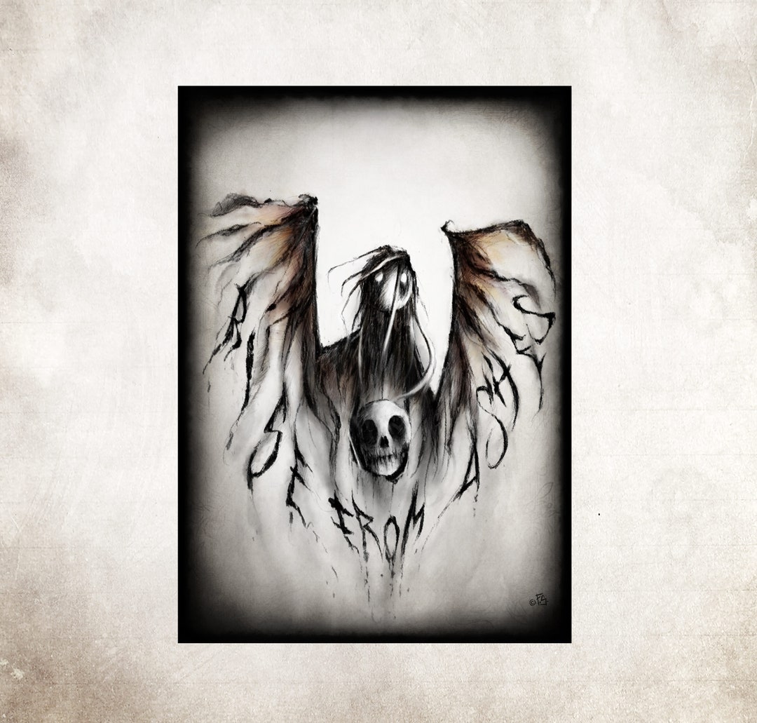 Drawing - " the Phoenix - Rise From Ashes " Creepy Art From a Creepy ...