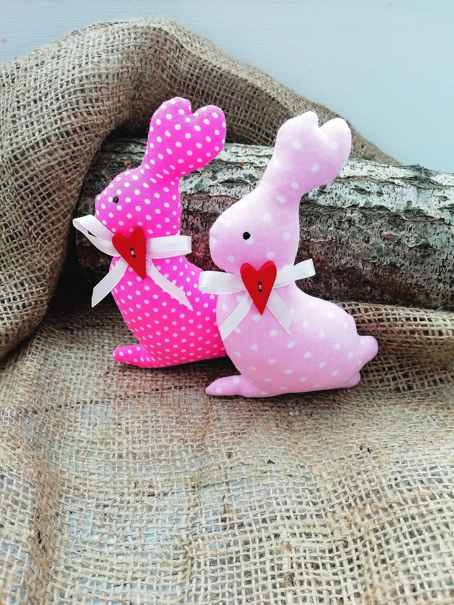 Set of 2 Textile Easter Bunnies Fabric Easter Basket Toy Set - Etsy