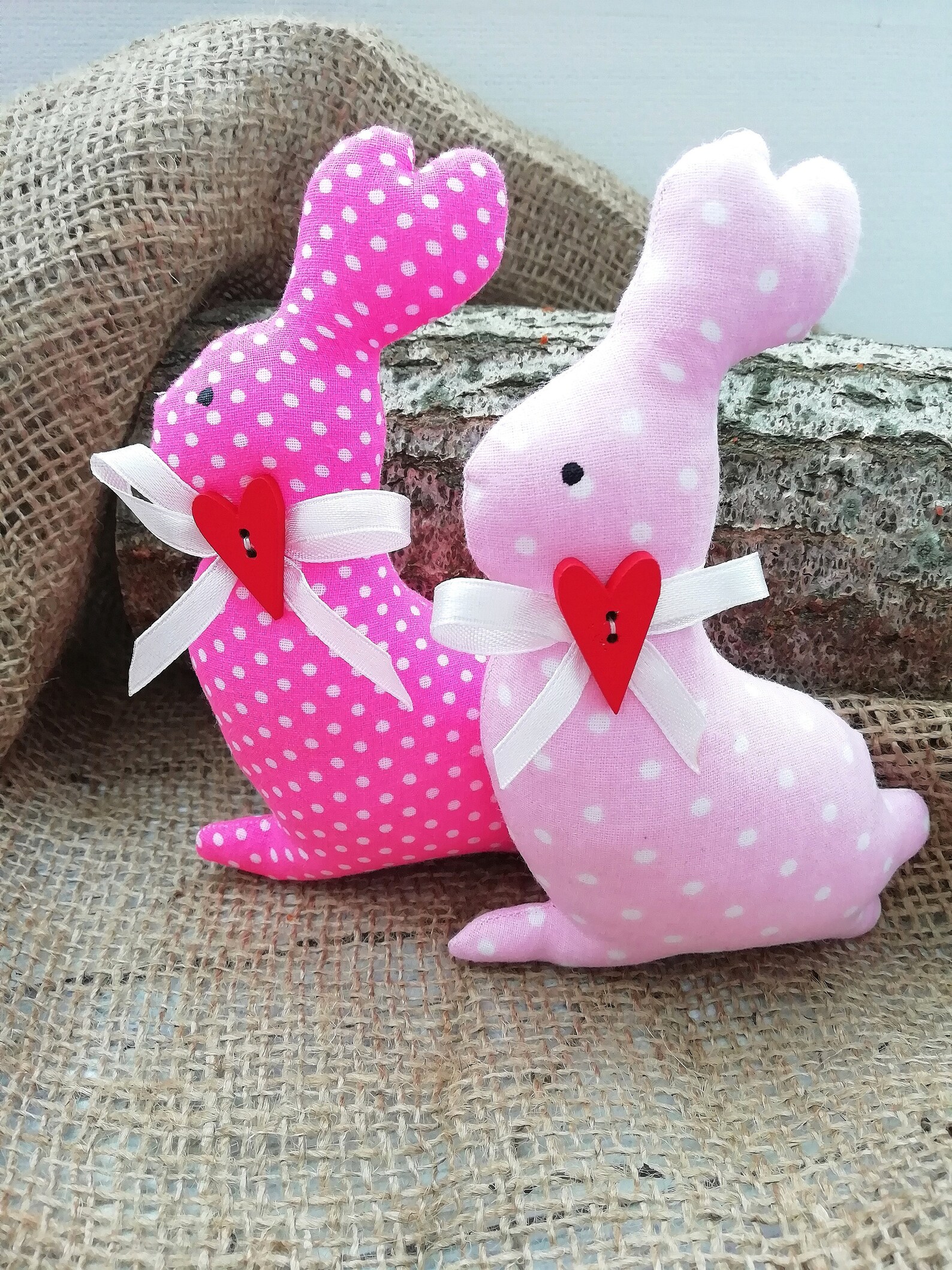 Set of 2 Textile Easter Bunnies Fabric Easter Basket Toy Set - Etsy