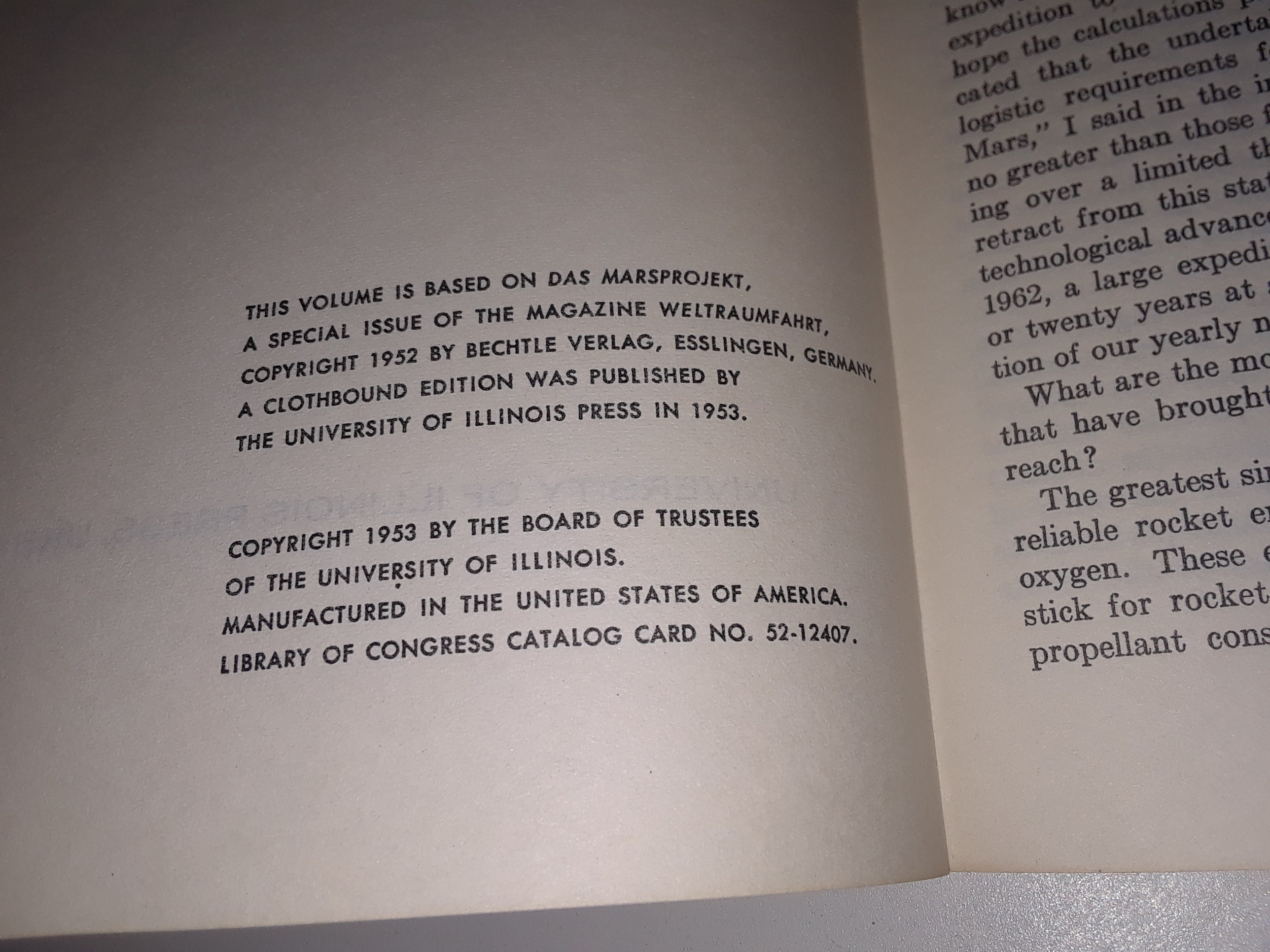 The Mars Project by Wernher Von Braun 1962 2nd Edition of the 1952 / ...