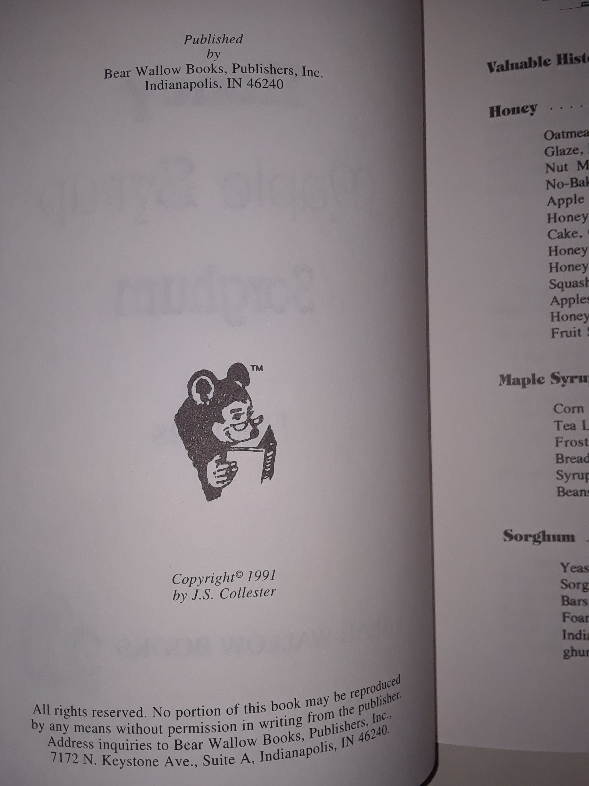 Old Fashioned Honey Maple Syrup and Sorghum Recipes 1991 by Bear Willow ...