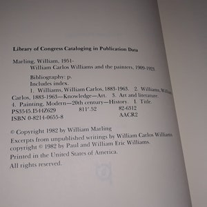 William Carlos Williams and the Painters, 1909-1923 by William Marling ...