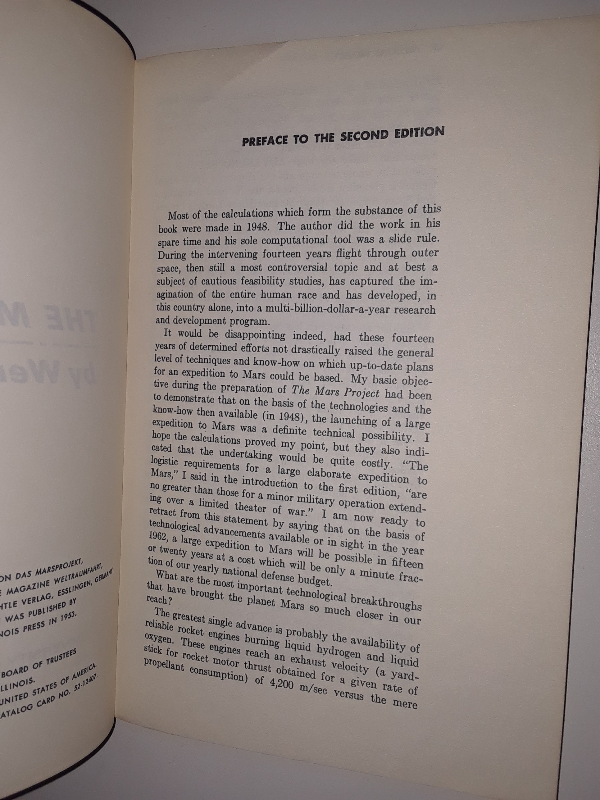 The Mars Project by Wernher Von Braun 1962 2nd Edition of the 1952 / ...