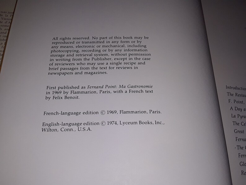 Ma Gastronomie 1974 by Fernand Point, Translated/adapted by Frank Kulla ...