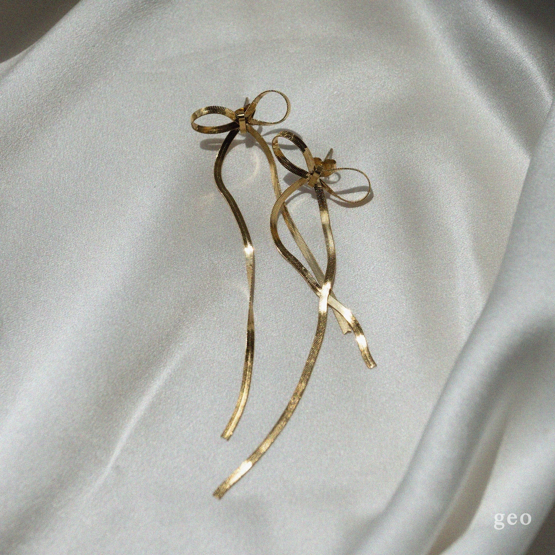 Gold Bow Earrings Pair Trendy Bowknot Stud Earrings Ribbon Earrings ...