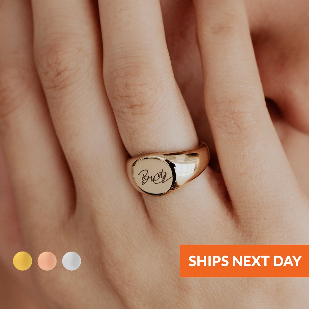 Actual Handwriting Signet Ring Personalized Ring for Men Wedding Gift ...
