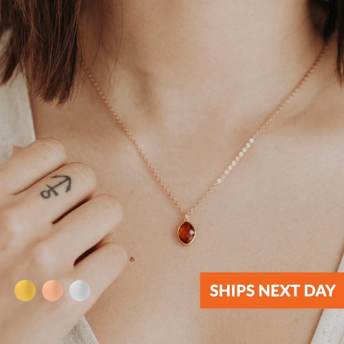 July Birthstone Necklace Ruby Necklace Personalized Jewelry - Etsy