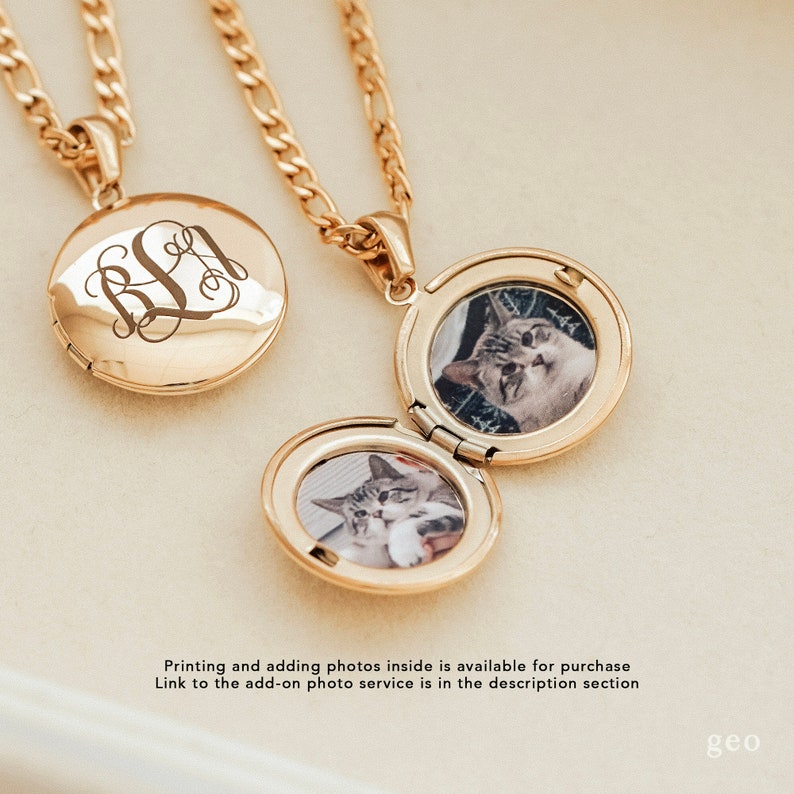 Personalized Engraved Photo Locket Necklace Gold Monogram - Etsy