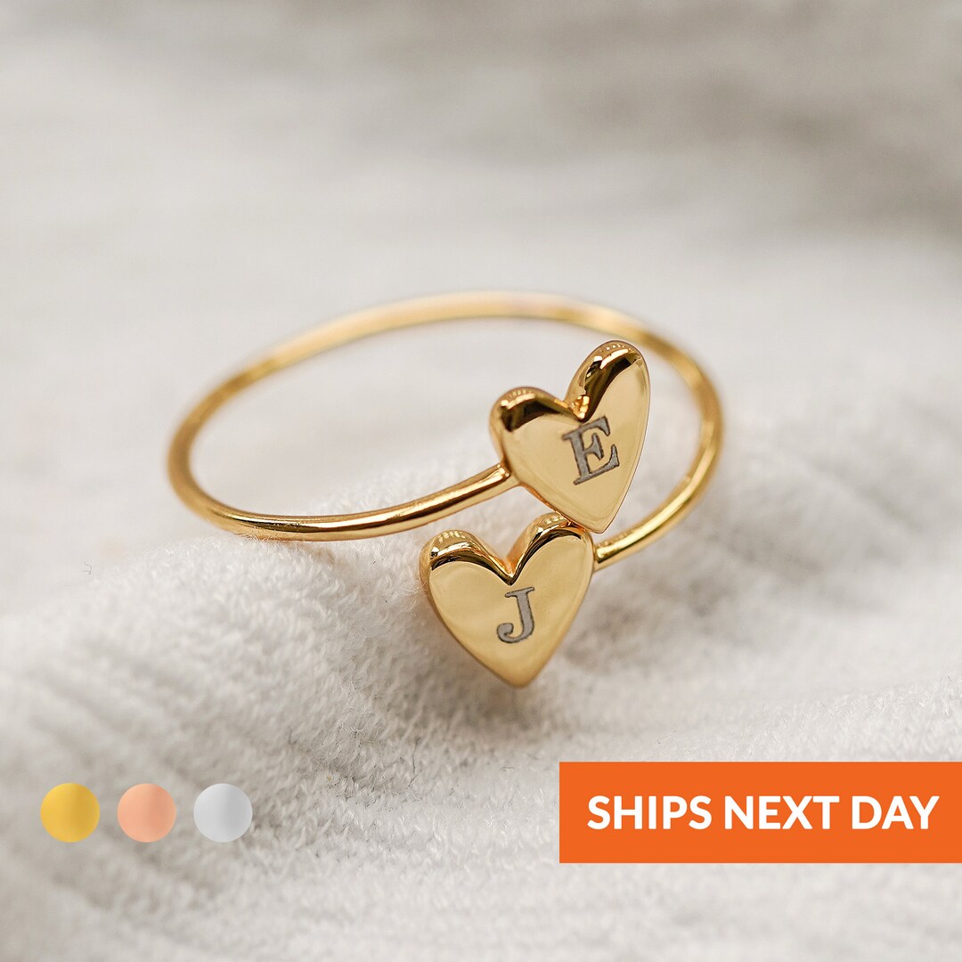 Personalized Heart Ring With Initial Meaningful Gift for Her Initial ...