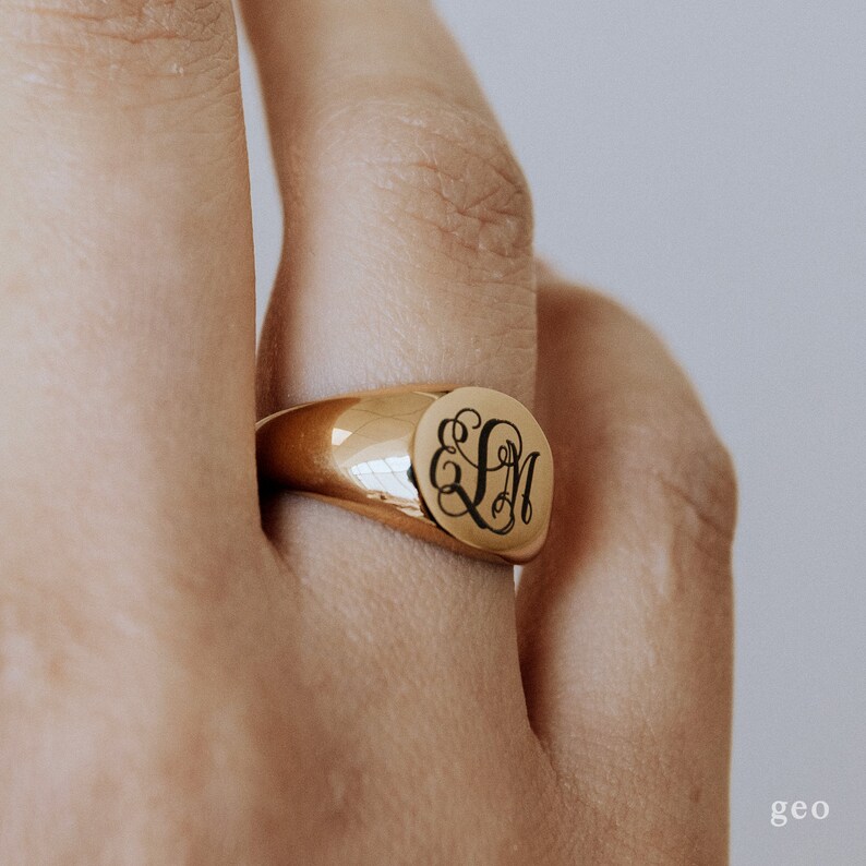 Monogram Signet Ring Personalized Ring Gold Ring Personalized - Etsy