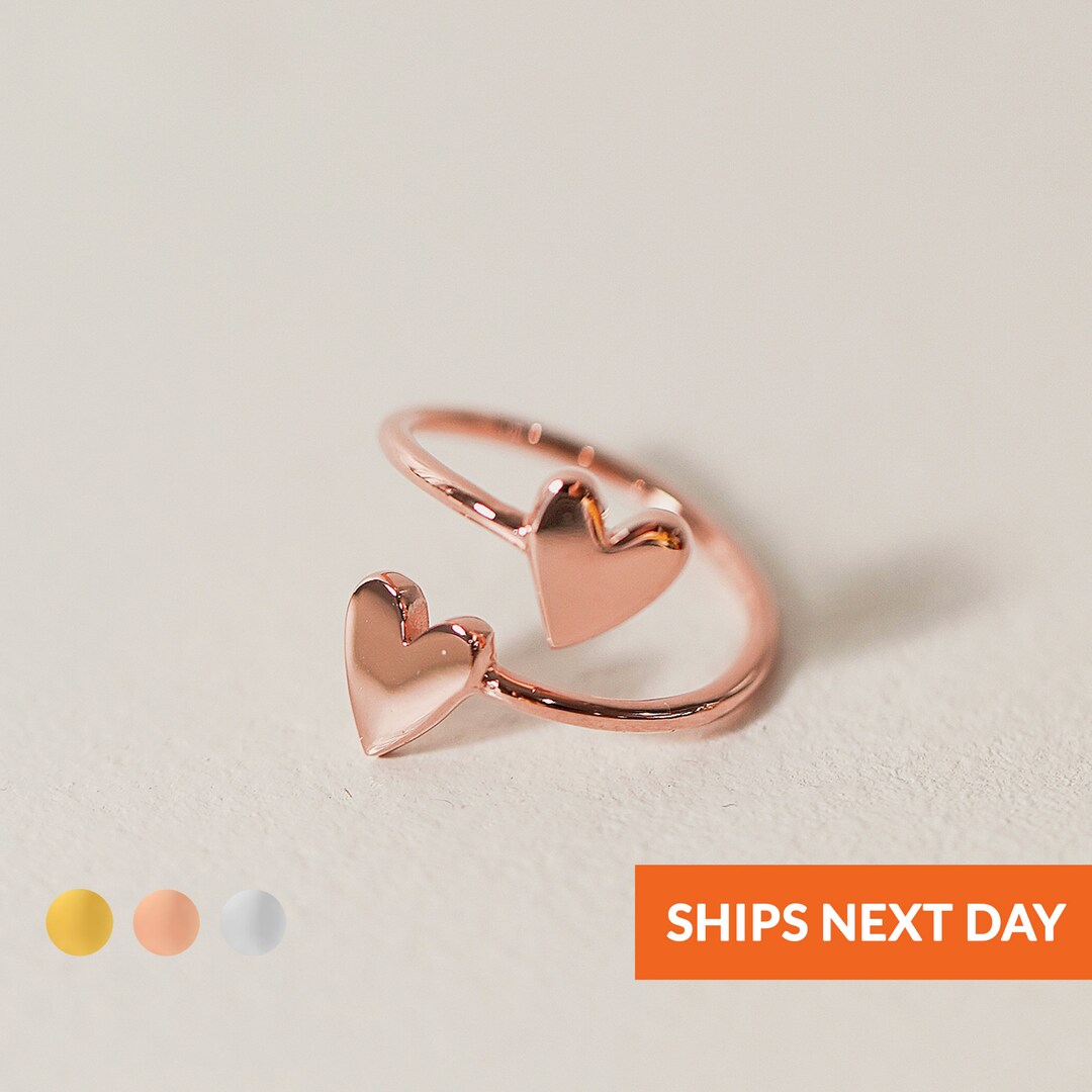 Customized Initial Heart Ring Stacking Ring Stackable Wrap Ring Handmade Jewelry Love Ring Best ...