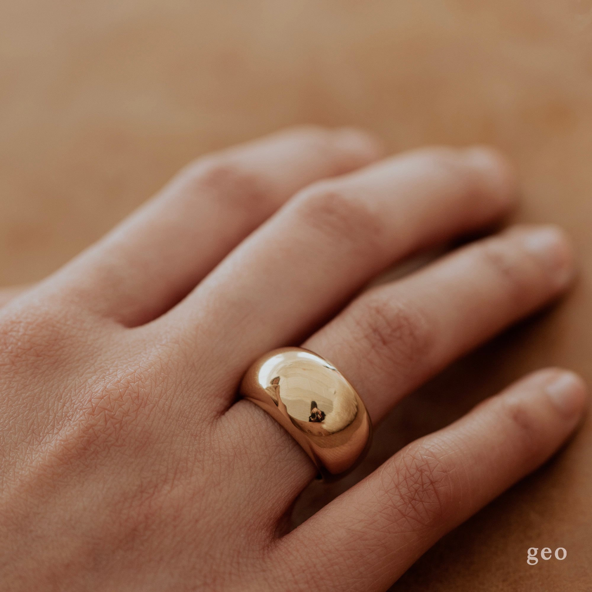 Dome Ring for Women in Gold Silver Stackable Pinky Ring Chunky | Etsy