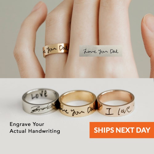 Engraved Handwriting Ring Custom Signature Ring Engraved | Etsy
