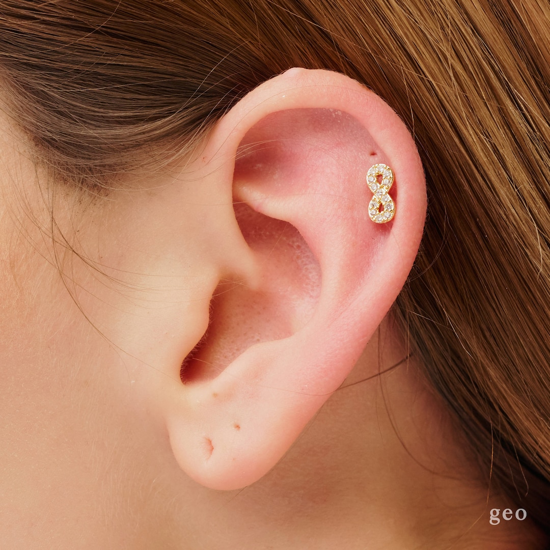 16G Infinity Symbol Cartilage Stud Earrings Tragus Stud Infinite Conch ...