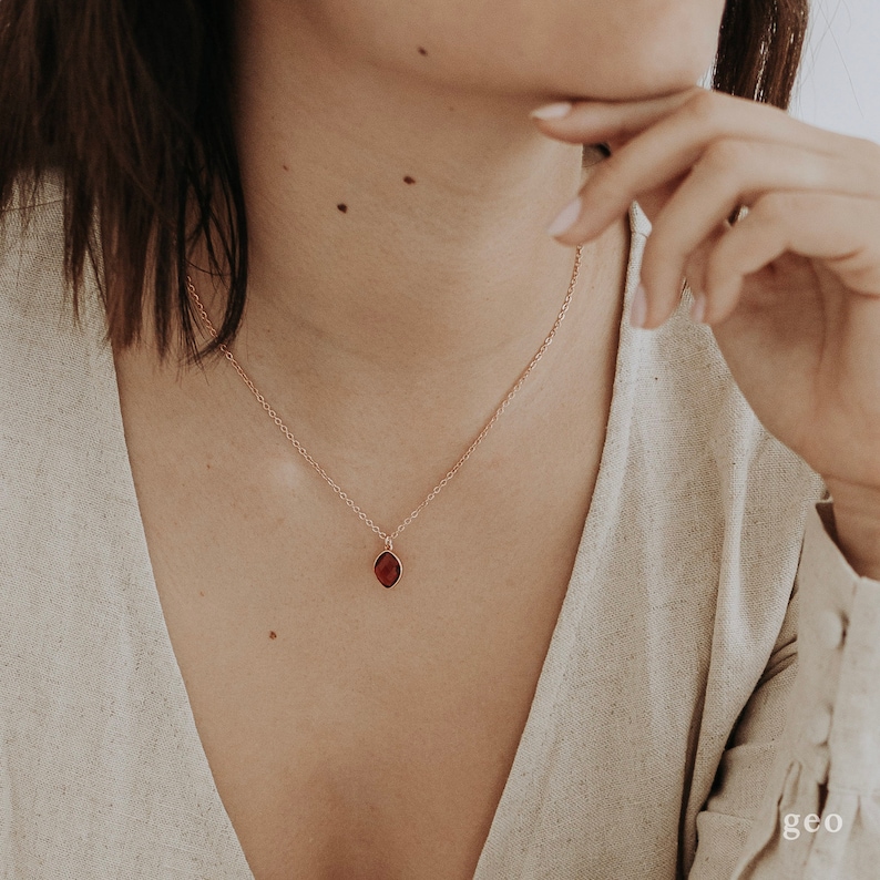 Personalized January Birthstone Necklace Initial Garnet - Etsy