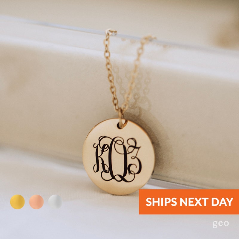 Gold Monogram Necklace - Etsy