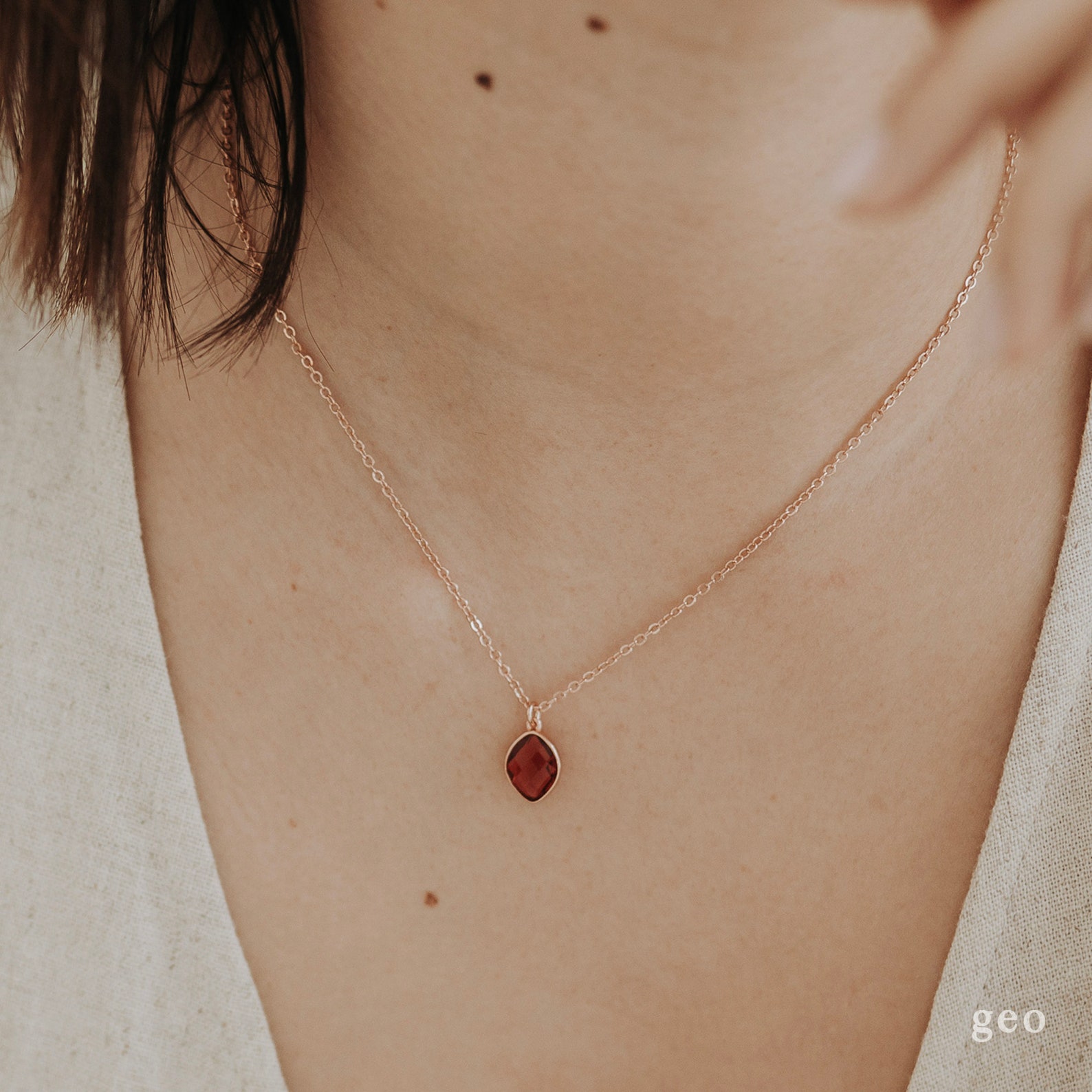 Personalized January Birthstone Necklace Initial Garnet - Etsy