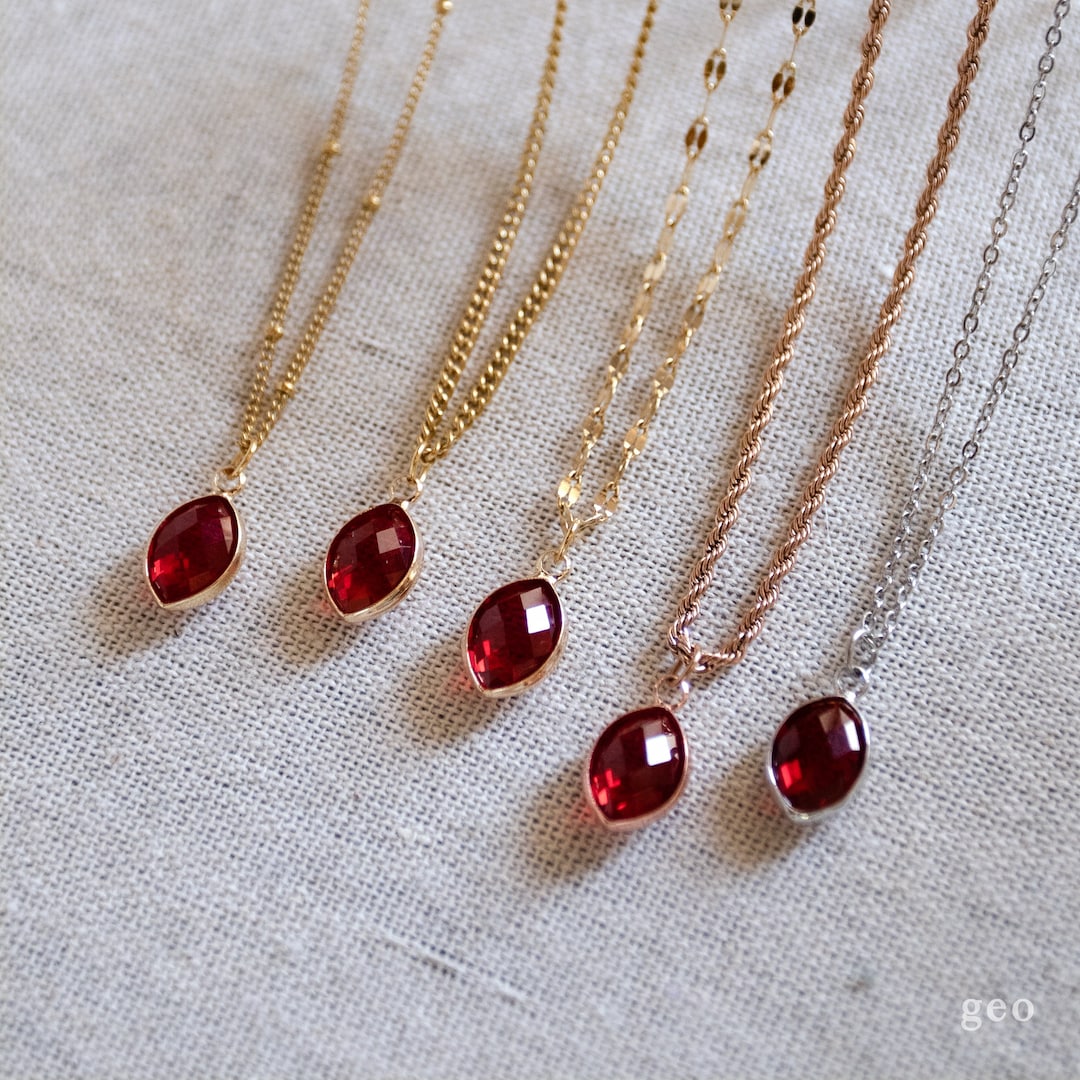 Personalized January Birthstone Necklace Initial Garnet Necklace for ...