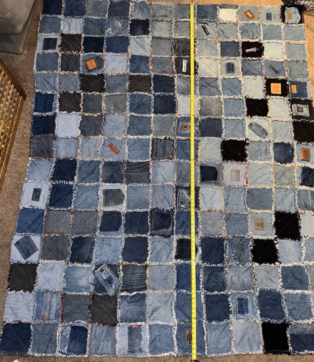 Unique Hand Sewn Patch Denim 7.5'x6' Blanket Denim Western Wrangler ...