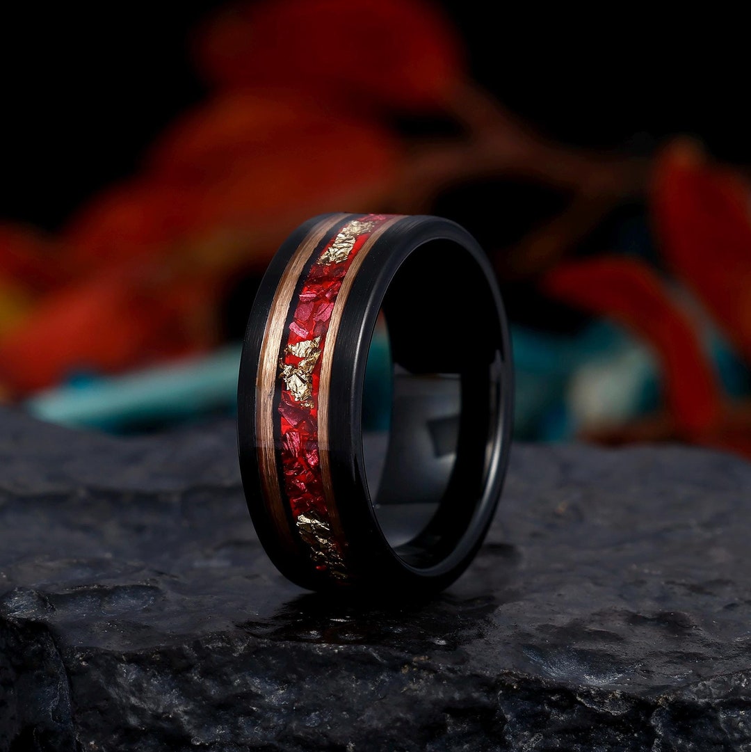 Mens Ruby Tungsten Ring Promise Anniversary Gifts, His Wedding Band ...