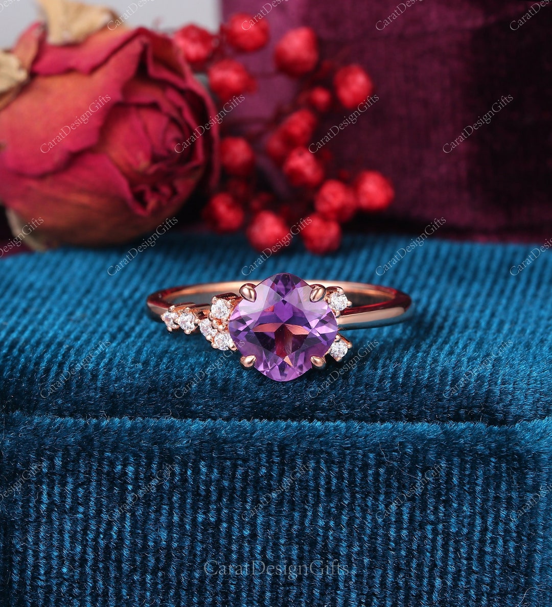 February Birthstone Ring,1.7ct Cushion Cut Natural Amethyst Anniversary ...