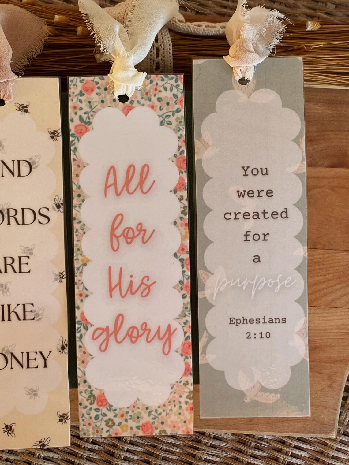 Laminated Paper Bookmarks, Bookmark Set, Bookmarks With Ribbon ...