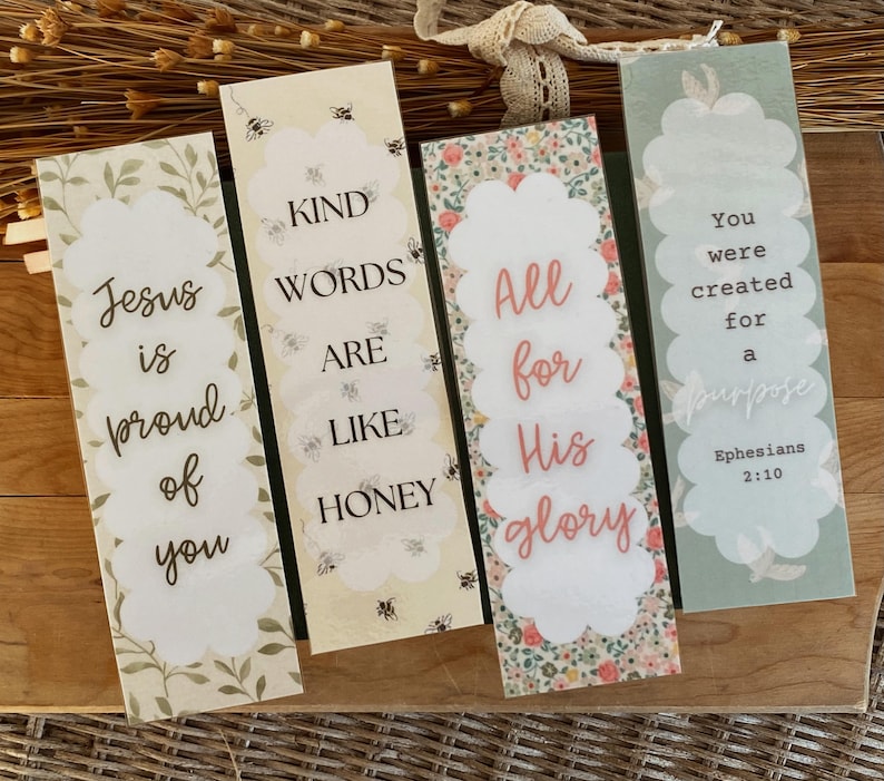 Laminated Paper Bookmarks, Bookmark Set, Bookmarks With Ribbon ...