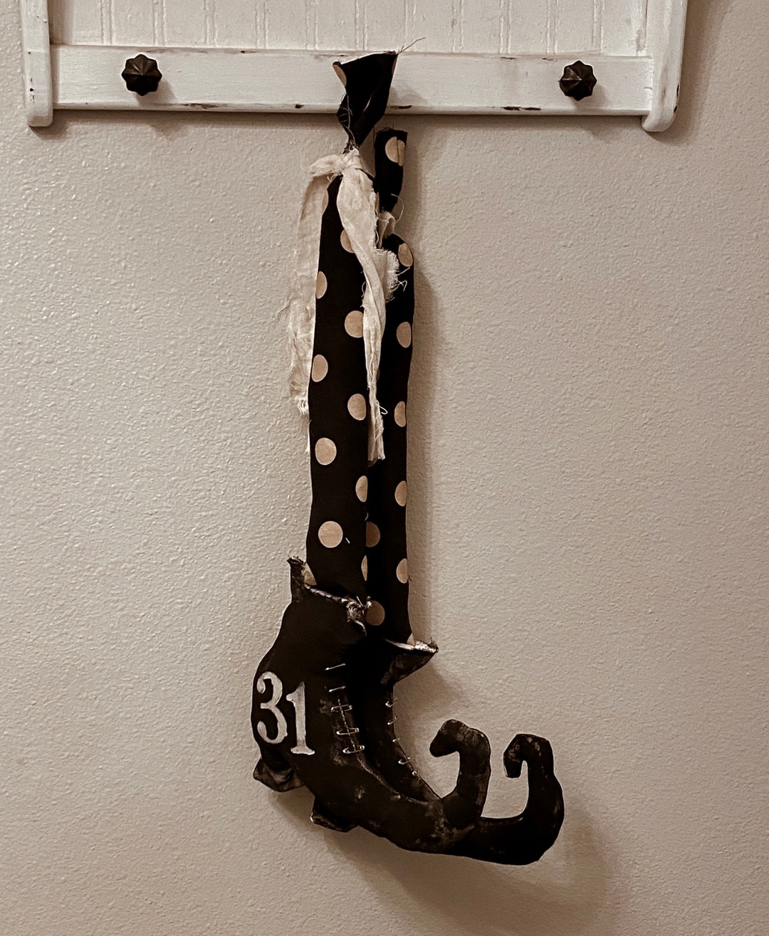 Primitive Witch Boots, Witch Boot Decor, Primitive Halloween Decor ...