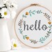Hello Cross Stitch Pattern Floral Wreath Cross Stitch - Etsy